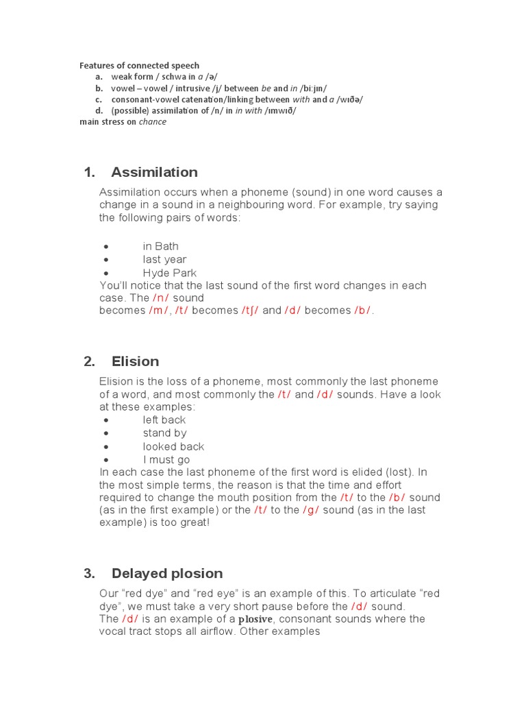 Features of Connected Speech Explained | PDF | Philology | Language ...