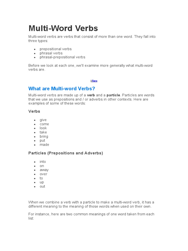Multi - Word Verbs | PDF | Verb | Preposition And Postposition