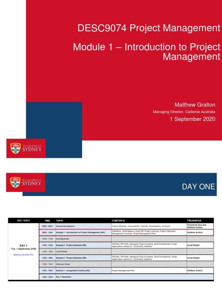 DESC9074 Project Management Module 1 - Introduction To Project ...