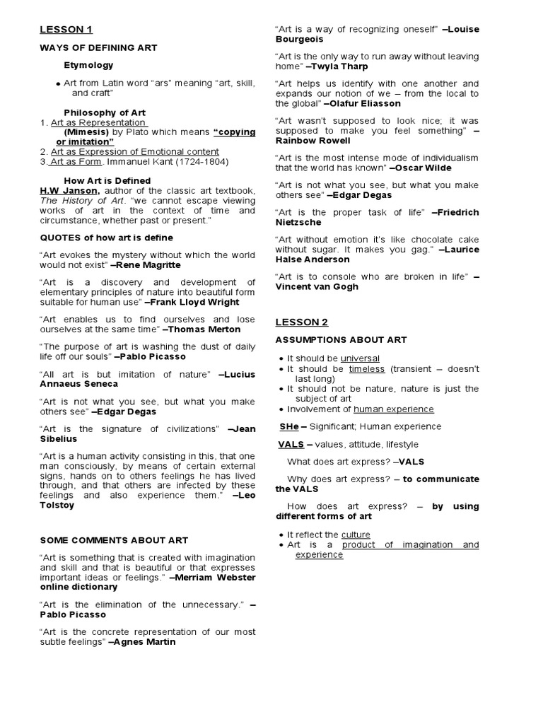 Lesson 1: The History of Art. "We Cannot Escape Viewing | PDF | Paint ...