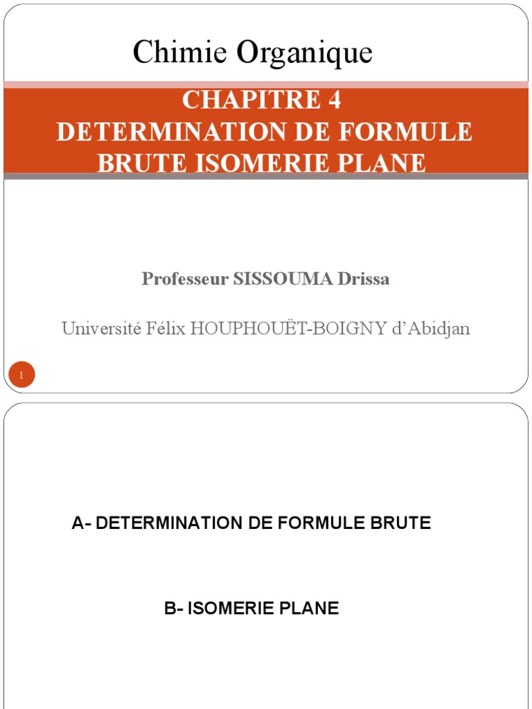 Chapitre 4 Determination de Formule Brute Isomerie Plane | PDF ...
