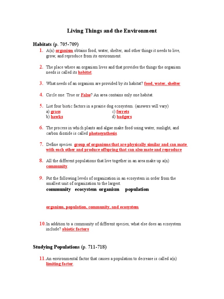 Ecology Reading Guide Answers | PDF | Symbiosis | Predation