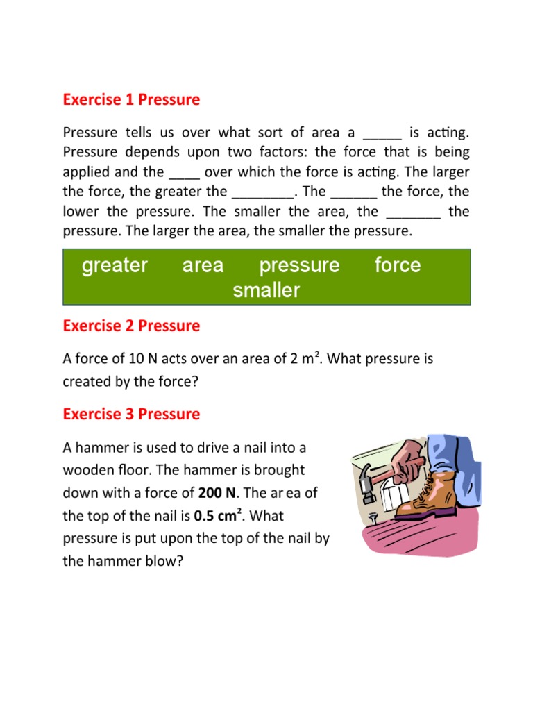 Greater Area Pressure Force Smaller | PDF