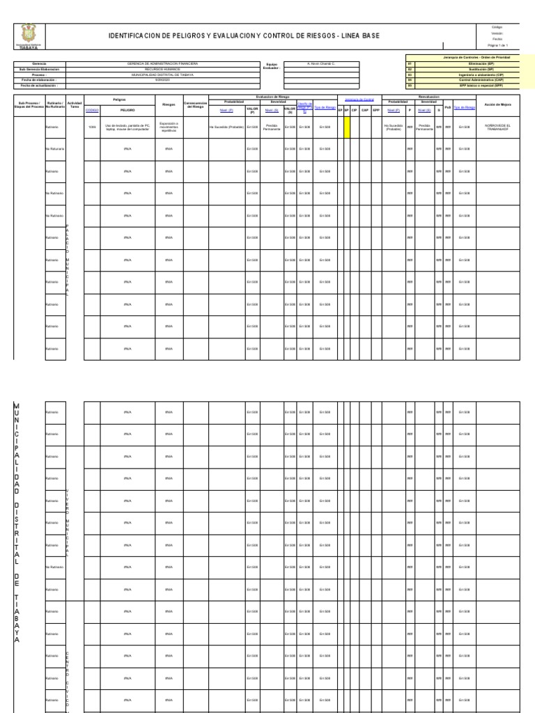 Iperc Linea Base | PDF | Seguridad y salud ocupacional | Ciencias fisicas
