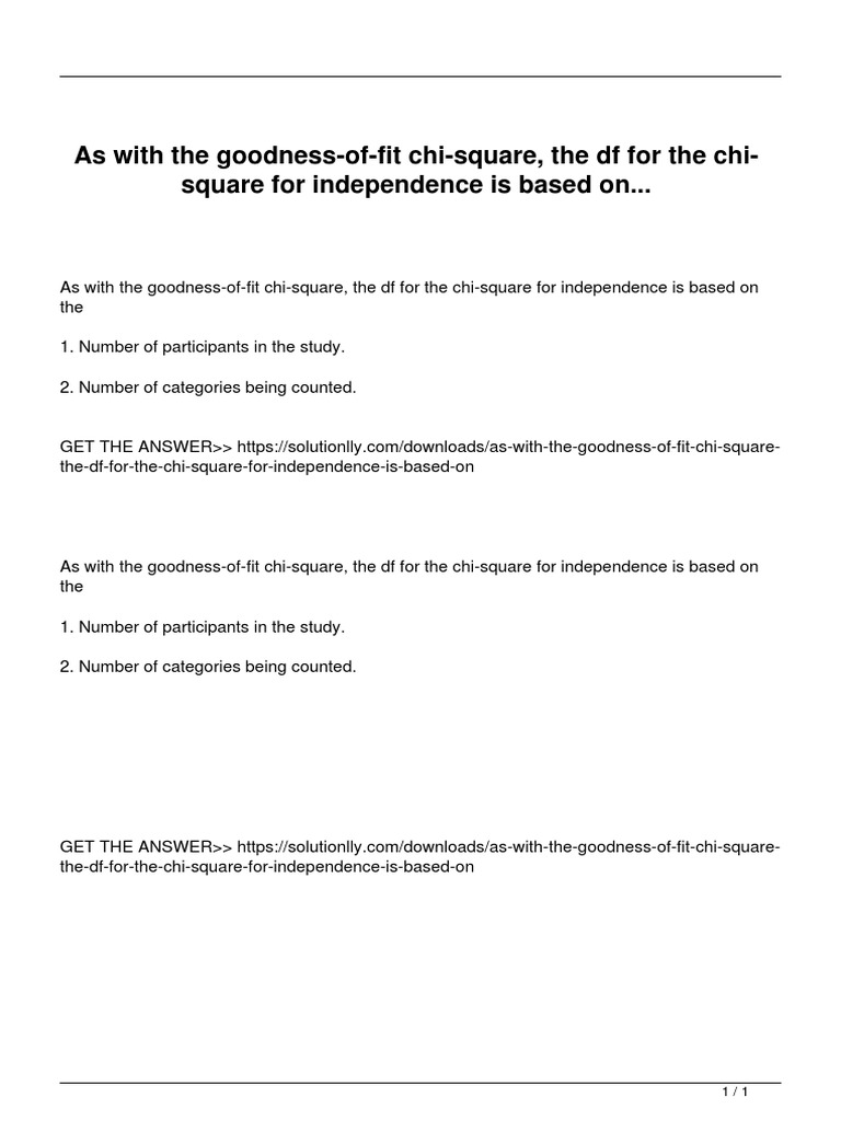 Chi-Square Independence DF Explained | PDF | Career & Growth