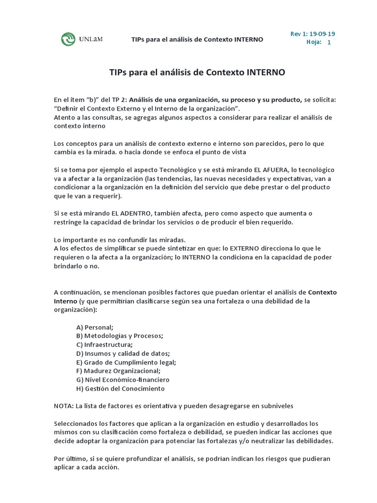 Tips para Analisis Del Contexto Interno | PDF | Toma de decisiones ...