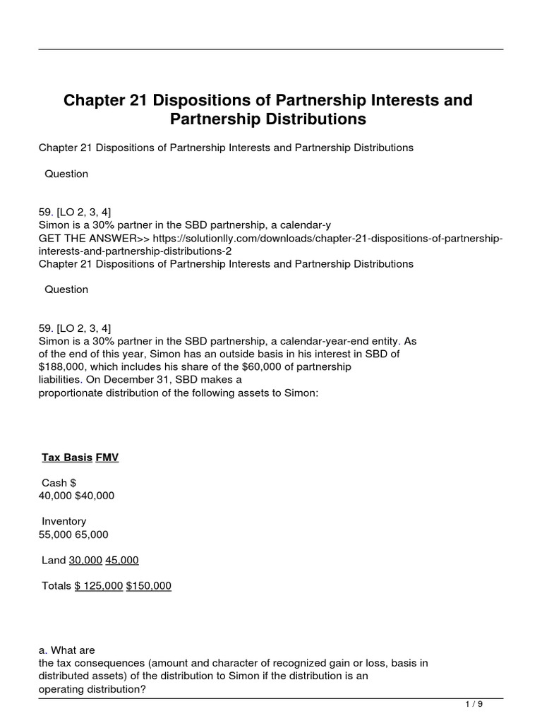 Chapter 21 Dispositions of Partnership Interests and Partnership ...