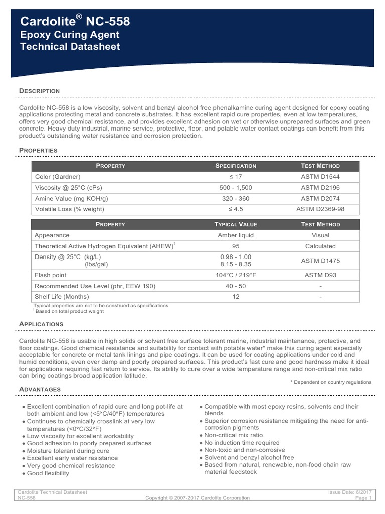 NC-558 TDS en | PDF | Epoxy | Materials