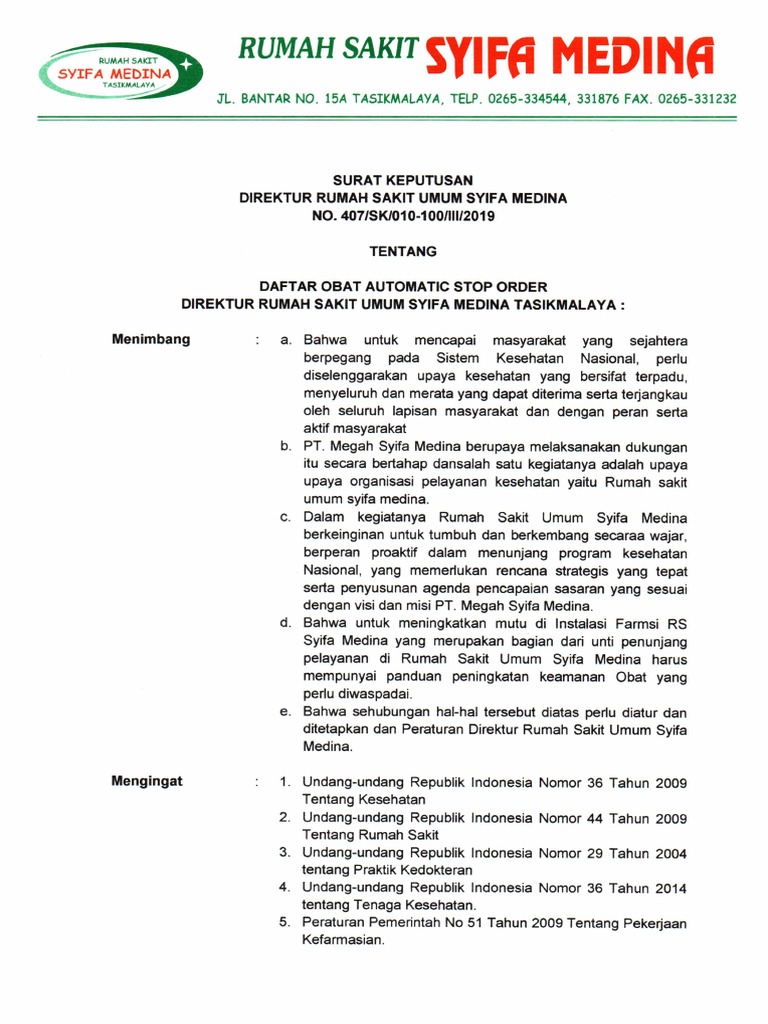 SK Daftar Obat Automatic Stop Order PDF | PDF