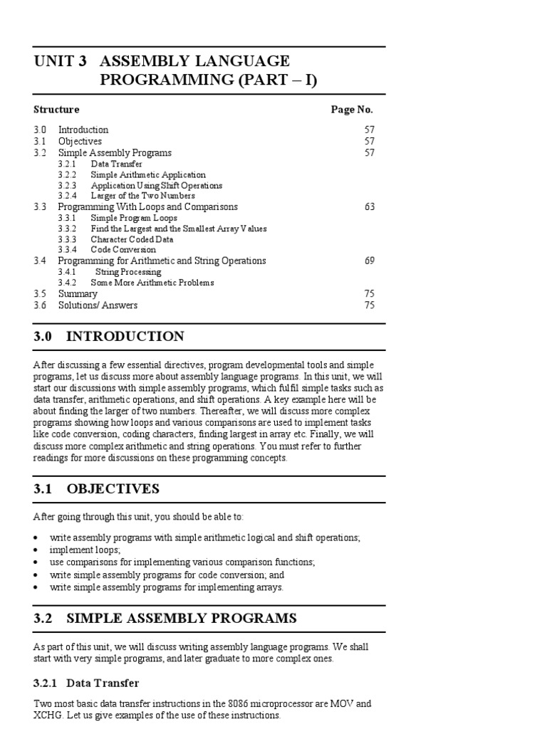 Assembly Language Programming (Part I) | PDF | Binary Coded Decimal | Assembly Language