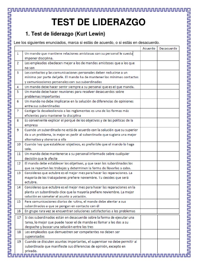 Test de Liderazgo | PDF | Liderazgo | Conceptos psicologicos