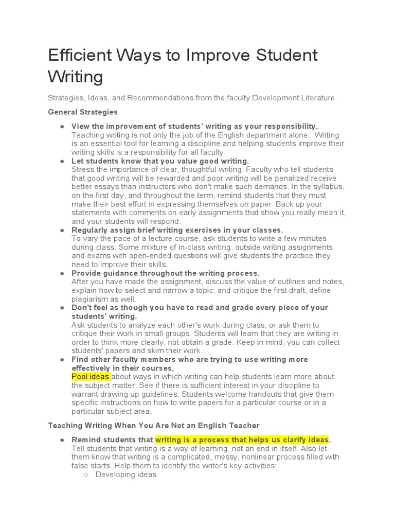 Efficient Ways To Improve Student Writing | PDF | Thesis | Test ...