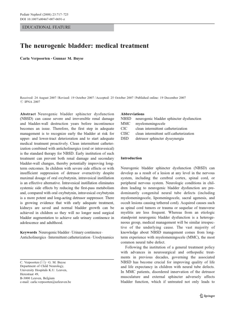 The Neurogenic Bladder: Medical Treatment: Educational Feature | PDF ...