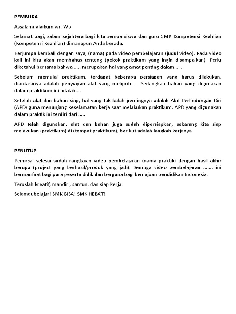 Contoh Narasi Pembukaan 1 | PDF