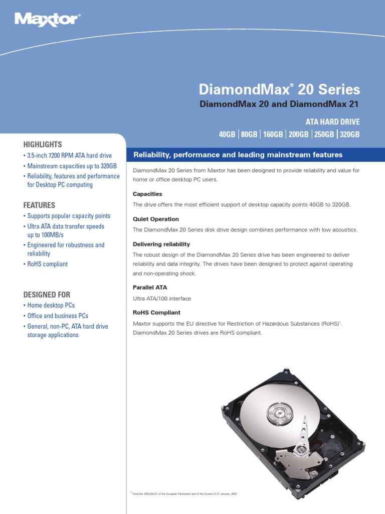 Data Sheet Disco Duro Maxtor DiamondMax® 20 Series PDF | PDF | Hard ...