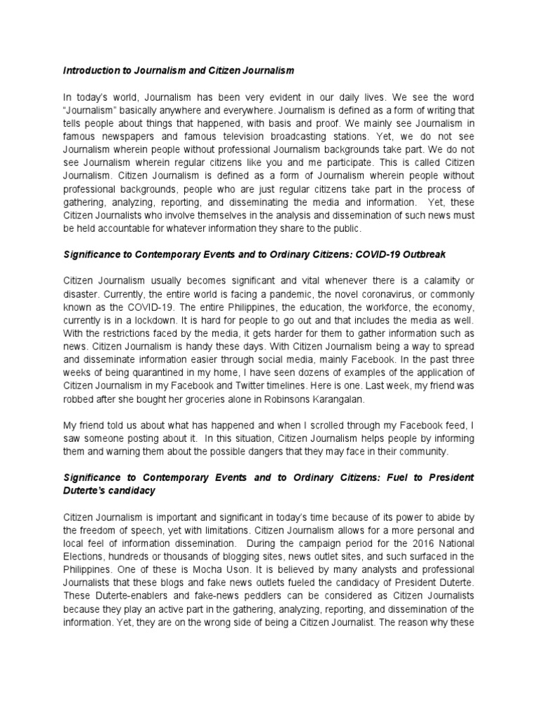 Journalism and Citizen Journalism | PDF | Journalism | Social Media