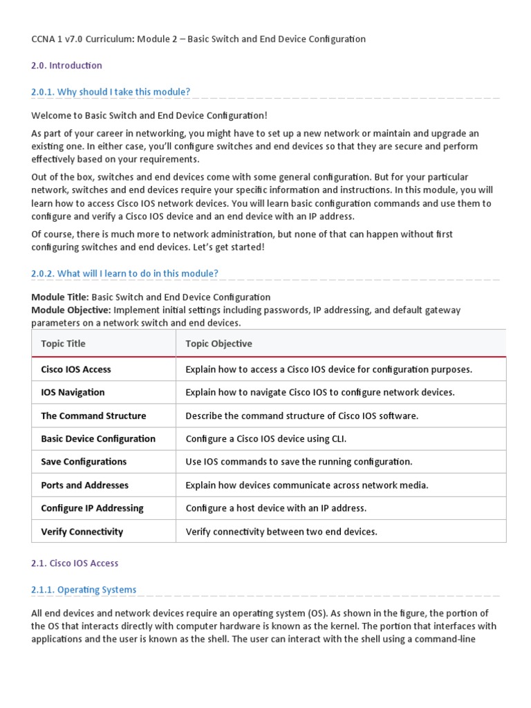 Module 2 - Basic Switch and End Device Configuration | PDF | Ip Address | Command Line Interface