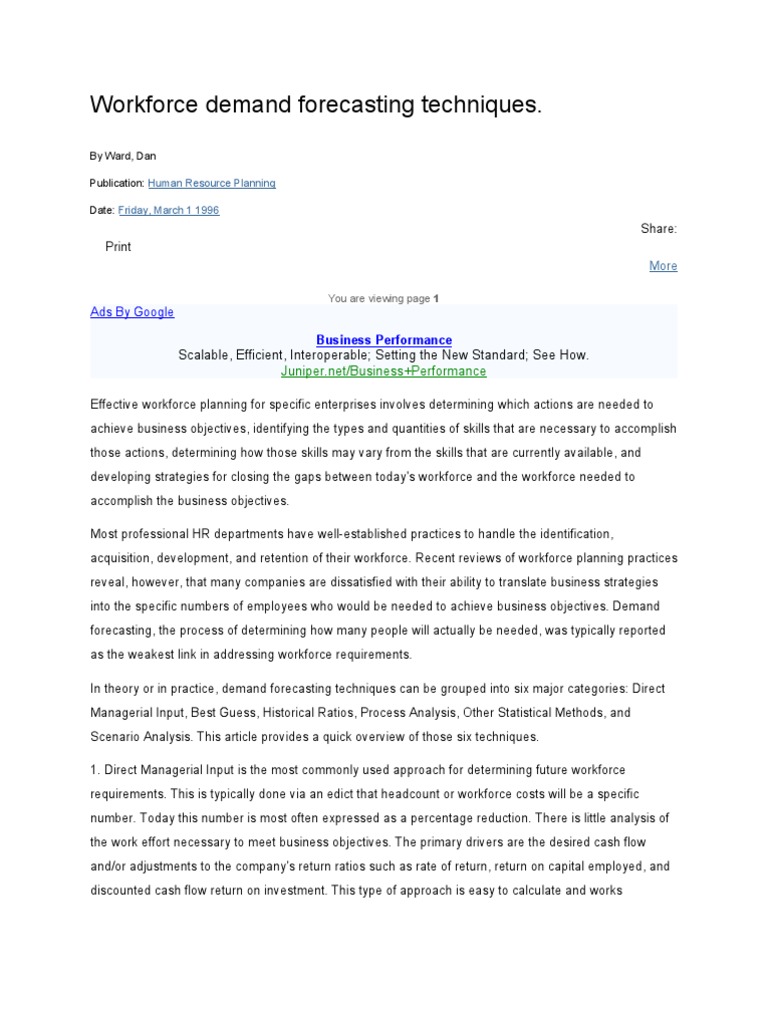 Workforce Demand Forecasting Techniques | PDF | Forecasting | Dependent ...