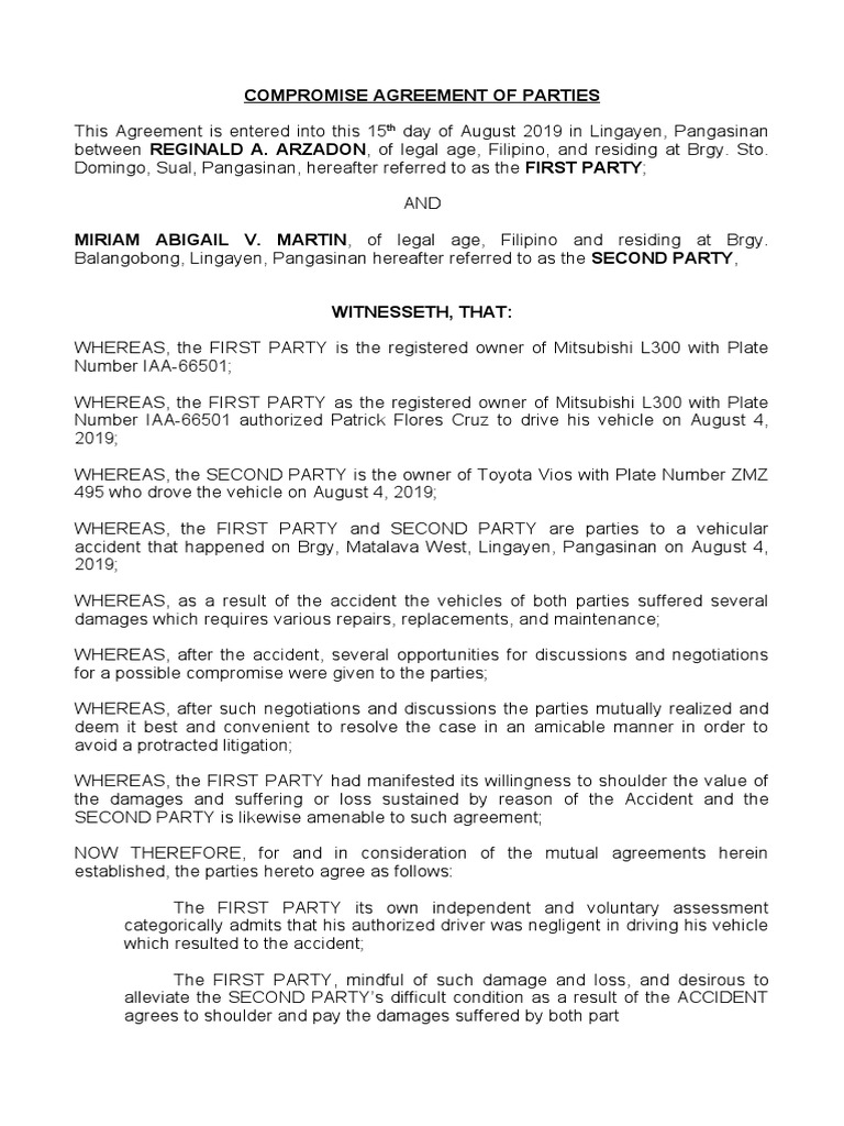 Compromise Agreement Criminal Case Arzadon | PDF | Social Institutions | Social Science
