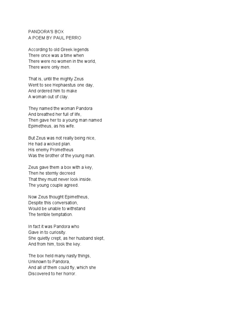 PANDORA'S BOX - A Poem | PDF