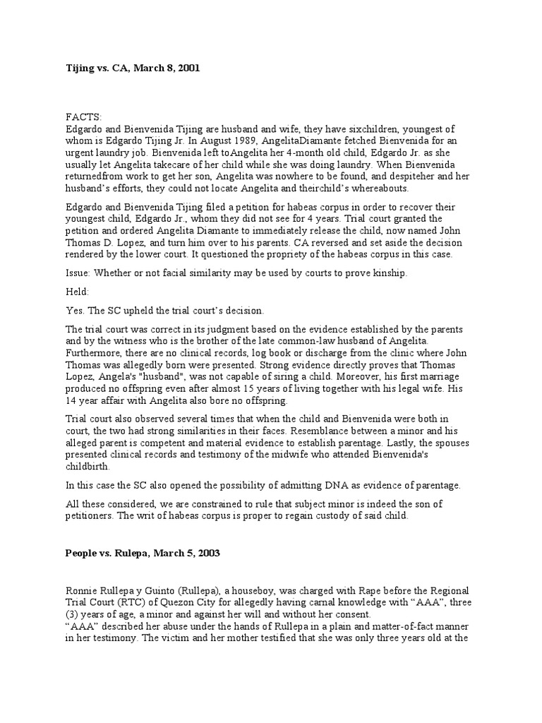 Tijing vs. CA, March 8, 2001 | PDF | Testimony | Witness