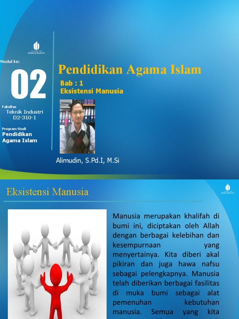 PPT-2 Bab 1. Eksistensi Manusia | PDF | Agama & Spiritualitas