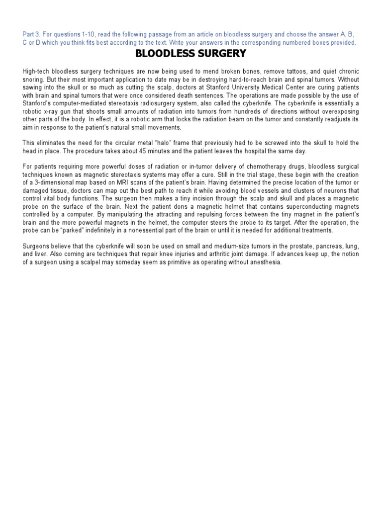 Bloodless Surgery | PDF | Surgery | Radiation Therapy