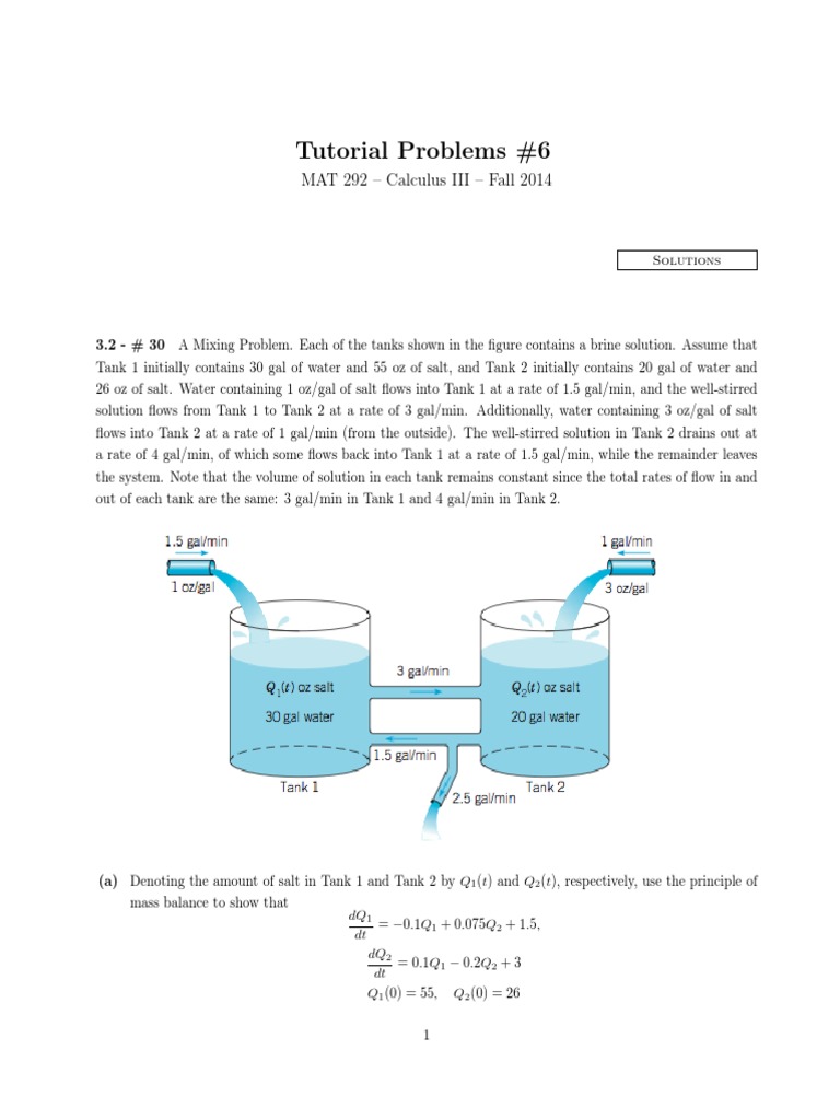 Tutorial Problems #6: MAT 292 - Calculus III - Fall 2014 | PDF ... Tutorial Problems #6: MAT 292 - Calculus III - Fall 2014 | PDF ...