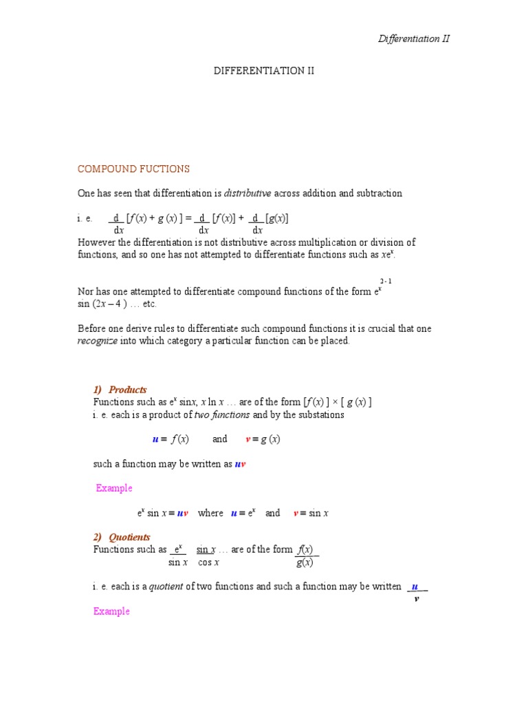 Differentiation Ii | PDF | Derivative | Fraction (Mathematics)