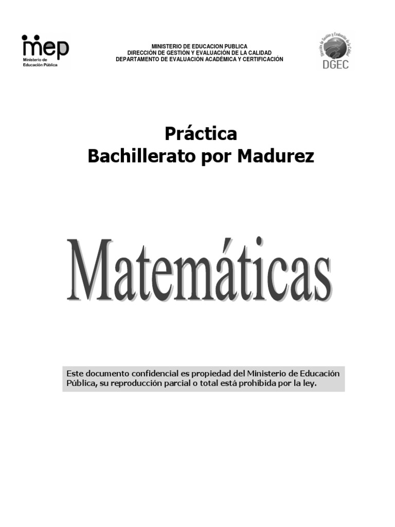 Prueba Matemáticas Bachillerato Madurez | PDF | Science | Enseñanza de ...