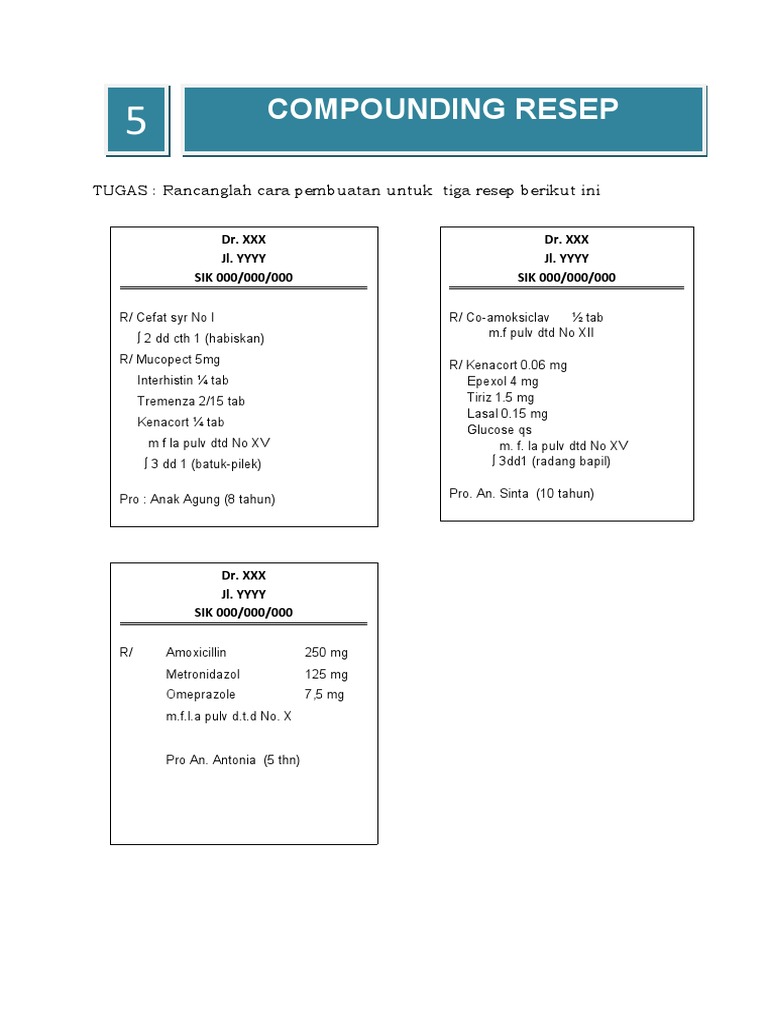 Compounding Resep: TUGAS: Rancanglah Cara Pembuatan Untuk Tiga Resep ...