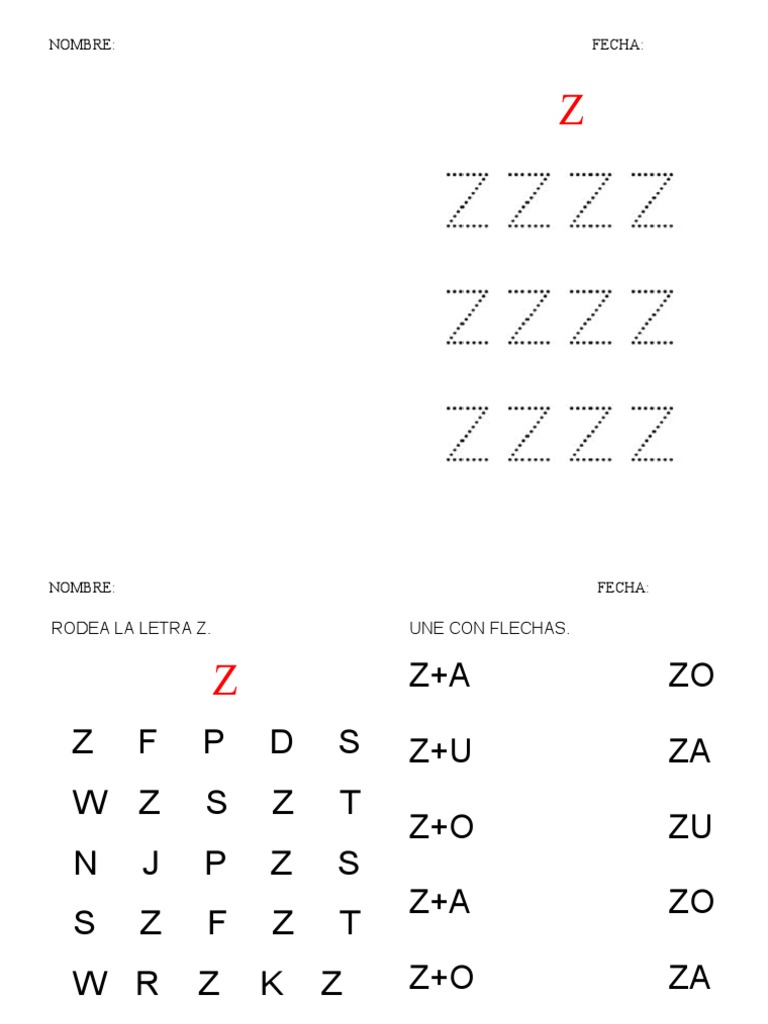 Actividades Didácticas con la Letra Z | PDF