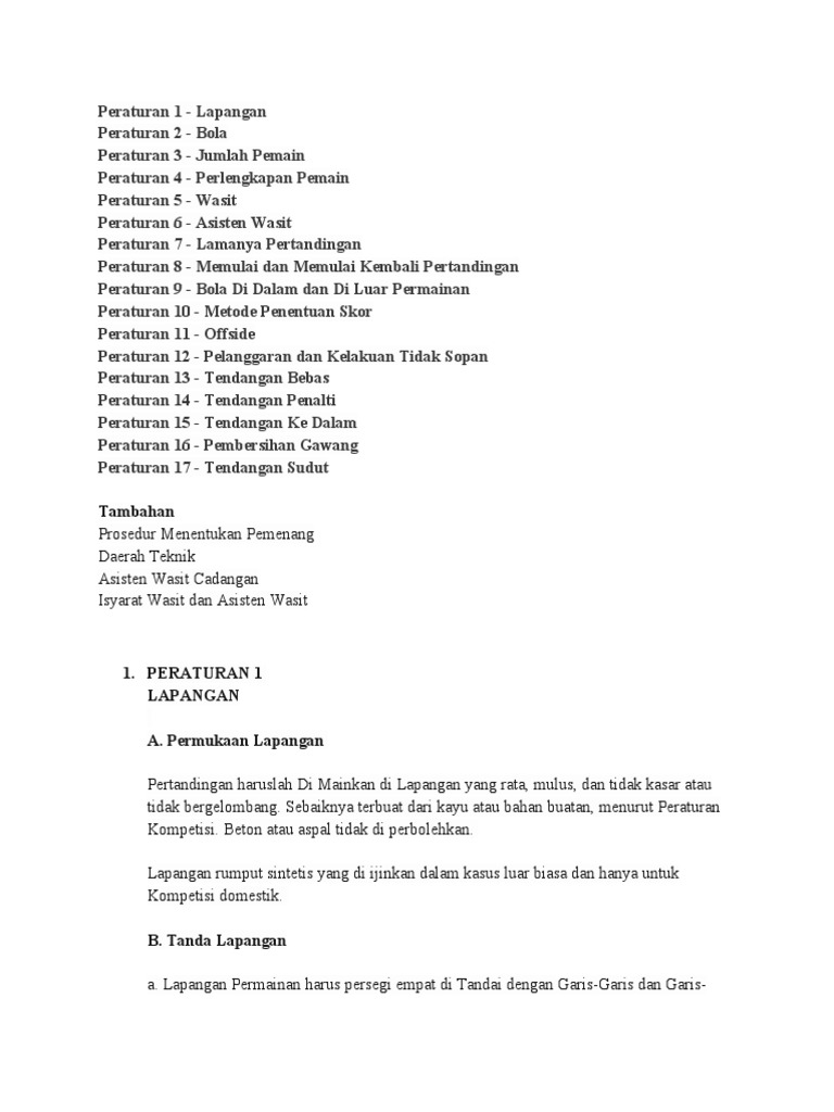 Peraturan Futsal | PDF