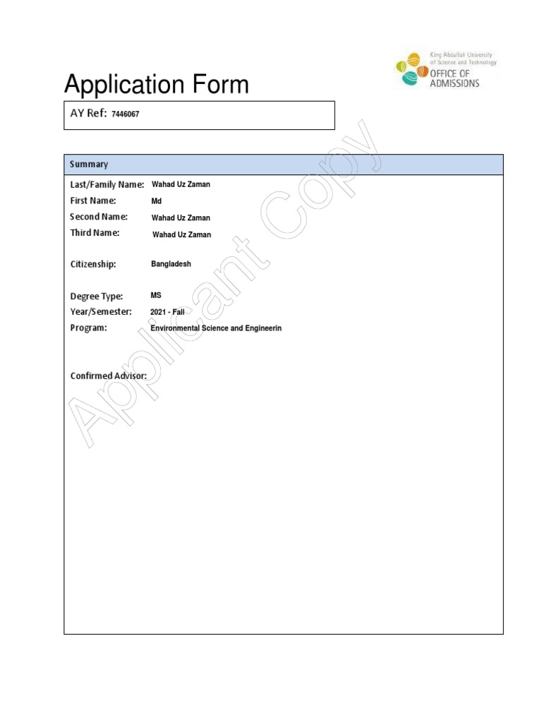 Applicant Copy: Application Form | PDF | Graduate Record Examinations ...