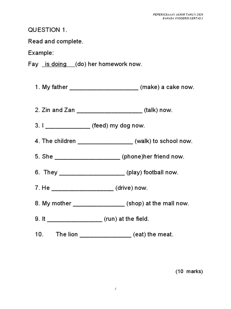 English Year 4 Paper 2 2020 | PDF | Foreign Language Studies