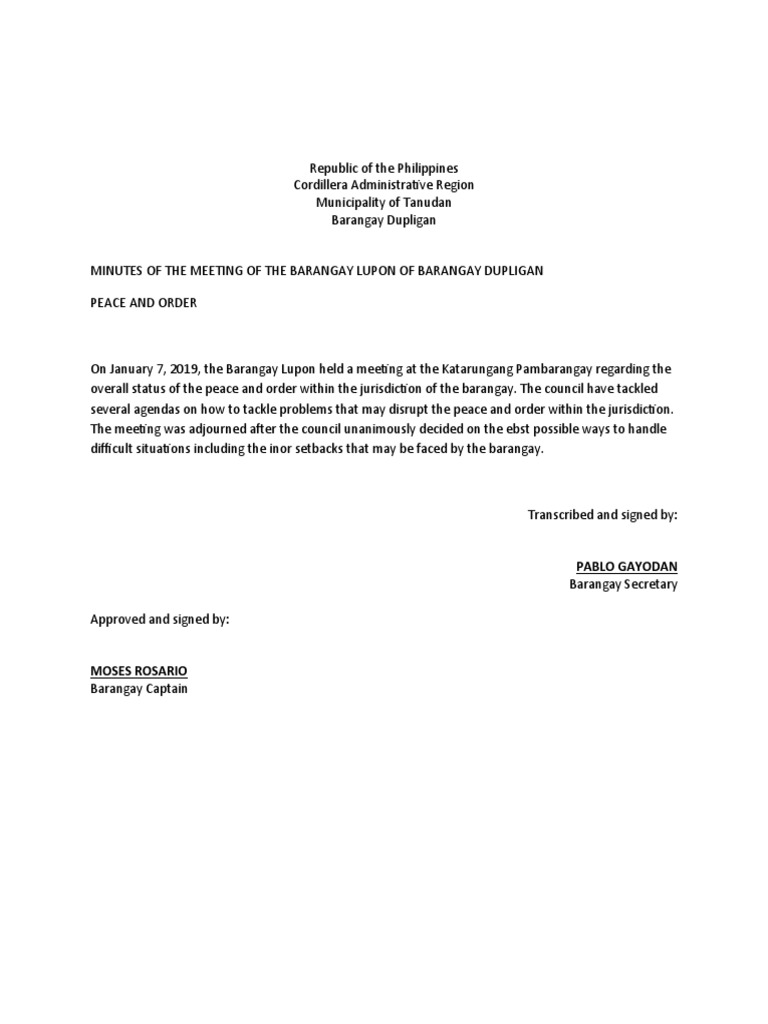 Meeting of Lupon | PDF | Government