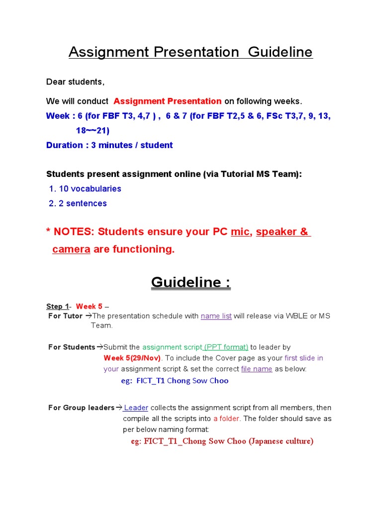 Assignment Presentation Guidelines | PDF
