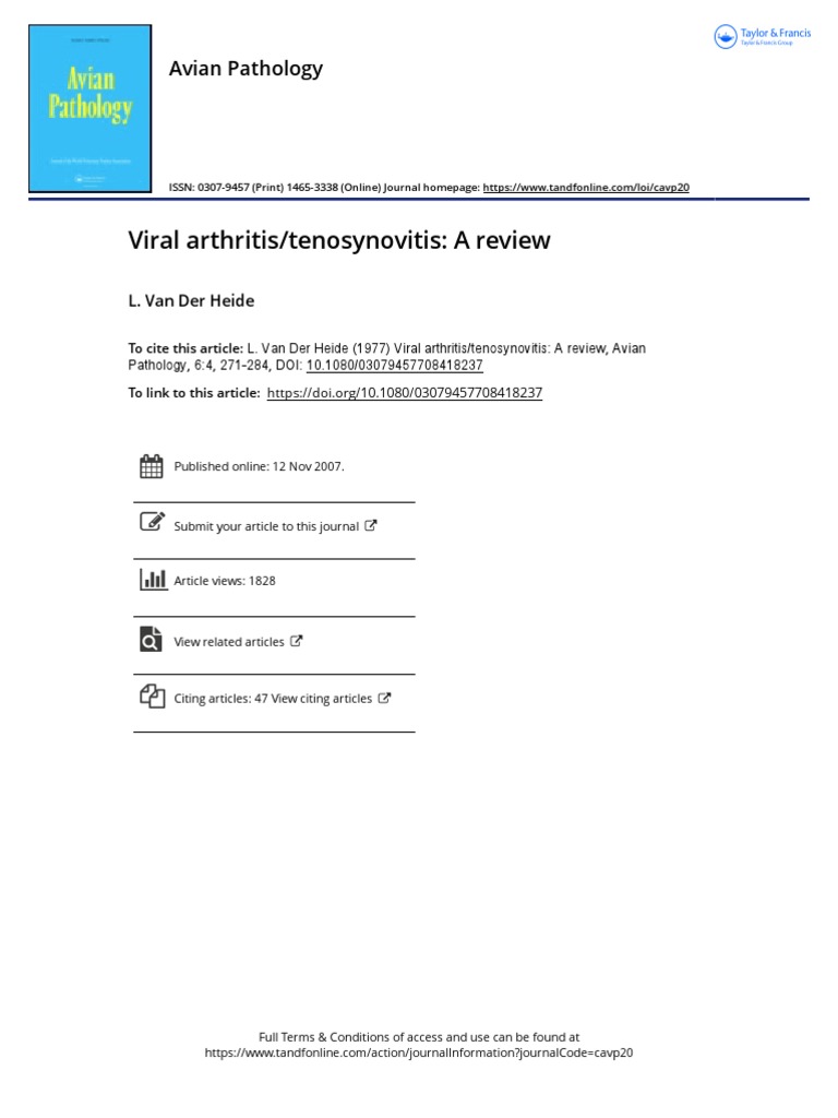 Viral Arthritis Tenosynovitis A Review Pdf Hepatitis B Infection