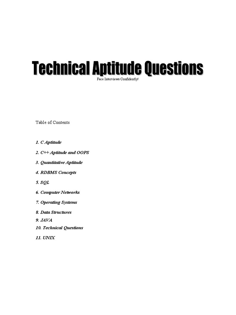 Technical Aptitude Questions | PDF | Pointer (Computer Programming ...