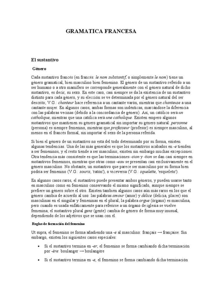 Gramatica Francesa | PDF | Género gramatical | Semántica