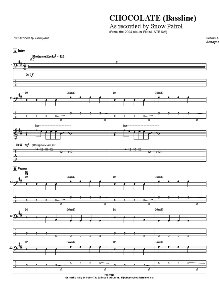Snow Patrol - Chocolate Bass | PDF | Music Industry | Entertainment ...