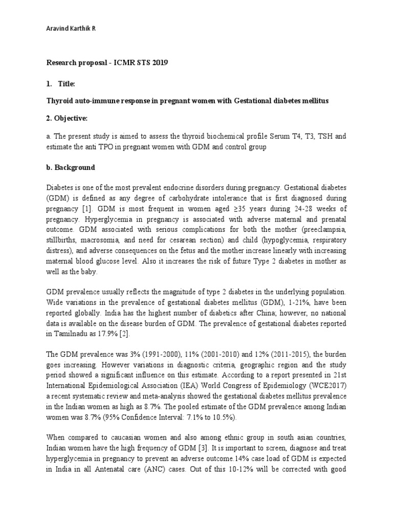 Research Proposal - ICMR STS 2019 1. Title: Thyroid Auto-Immune ...