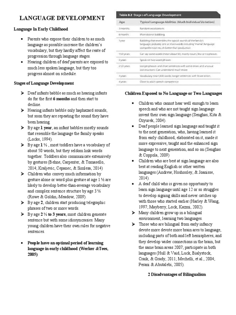 Language Development: Language in Early Childhood | PDF | Language ...