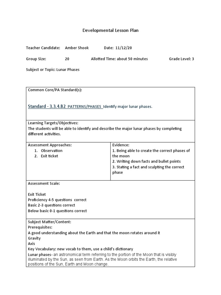 Lunar Phases Lesson Plan-3 | PDF | Moon | Planetary Science