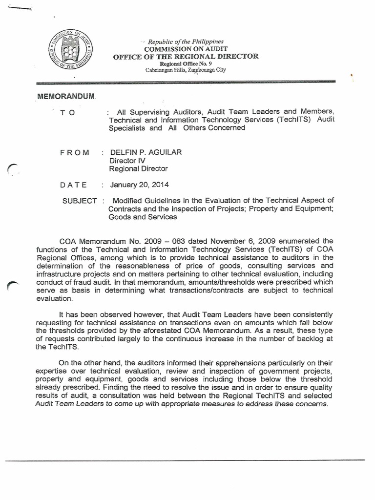 COARIX - Memorandum Projects Contracts Inspection | PDF