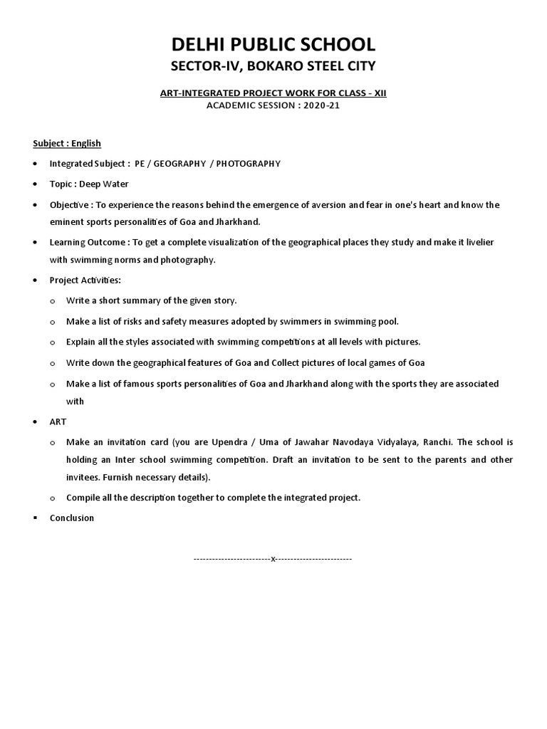 Class 12 - English - Art Integrated Project Work | PDF