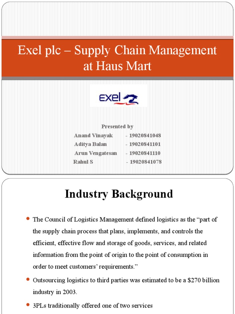 Exel PLC - Supply Chain Management at Haus Mart | PDF | Logistics ...