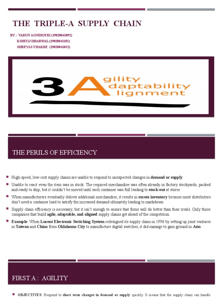 The Triple-A Supply Chain | PDF | Supply Chain Management | Supply Chain