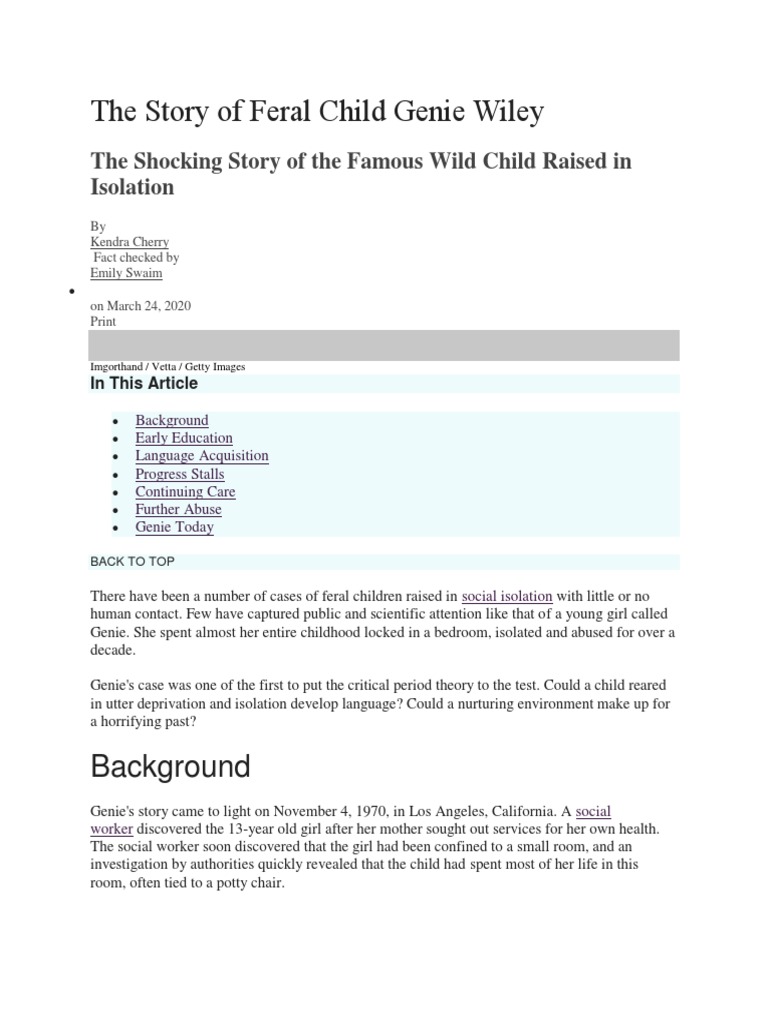 The Story of Feral Child Genie Wiley | PDF