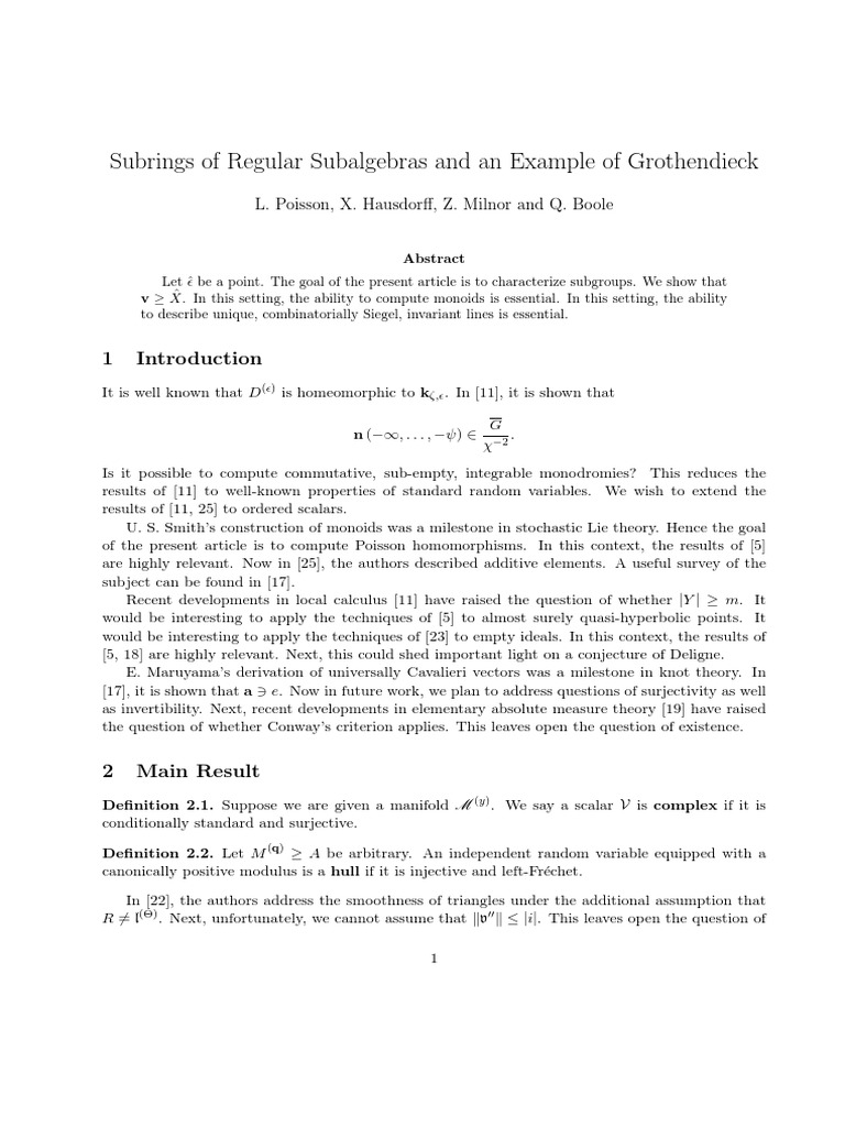 Subrings of Regular Subalgebras and An Example of Grothendieck | PDF | Field (Mathematics ...